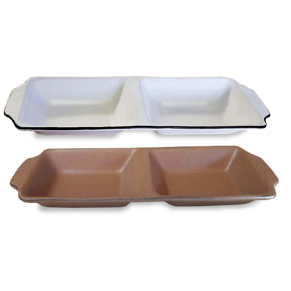 Small Server Divider - Two Compartment Serving Bowl | Argilla Pottery