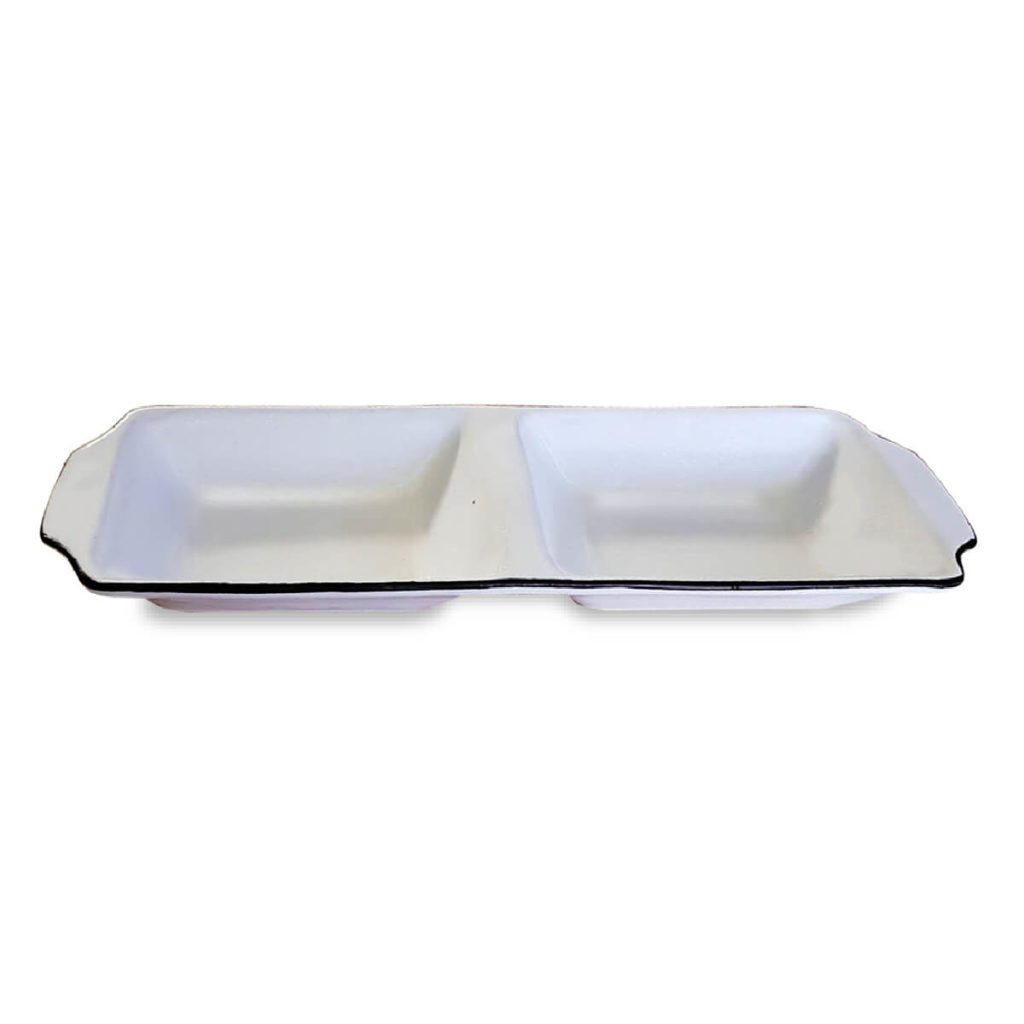 Small Server Divider - Two Compartment Serving Bowl | Argilla Pottery